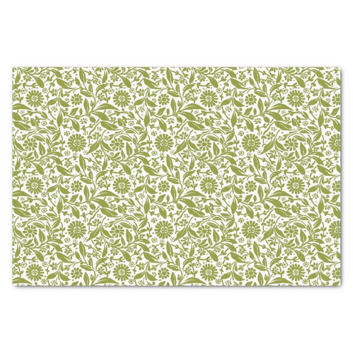 Pretty Green and White Floral Pattern Tissue Paper | Zazzle.com