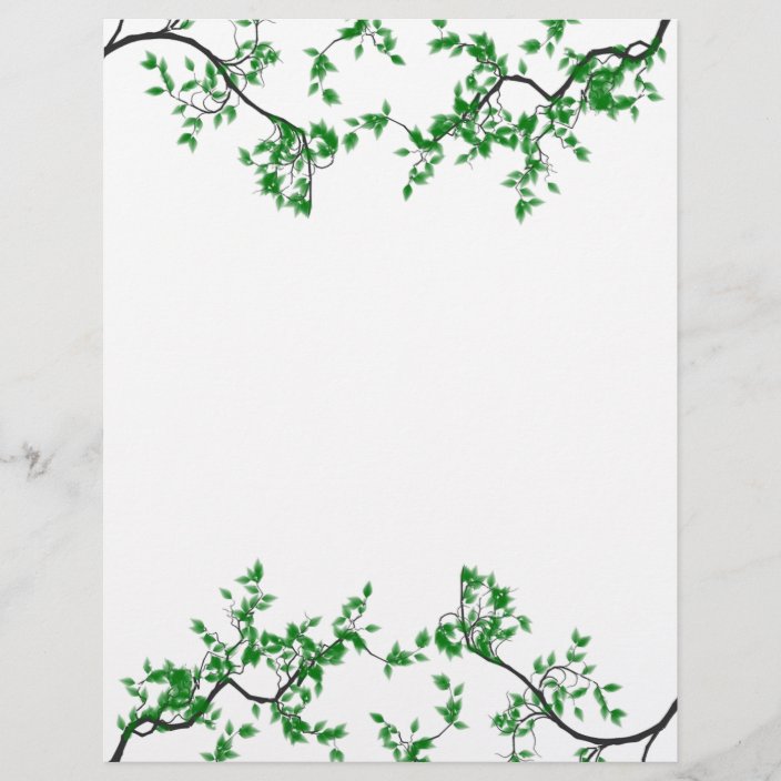 Pretty Green Leaves Border Stationery | Zazzle.com