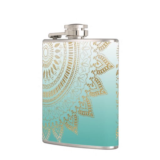 Pretty hand drawn tribal mandala elegant design flask | Zazzle