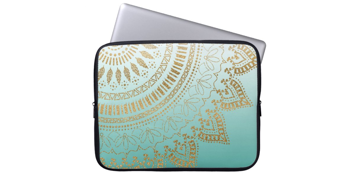 Pretty hand drawn tribal mandala elegant design laptop sleeve | Zazzle
