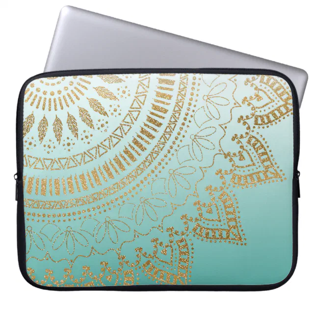 Pretty hand drawn tribal mandala elegant design laptop sleeve | Zazzle