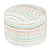 Pretty hand paint tribal Aztec geometric design Pouf | Zazzle