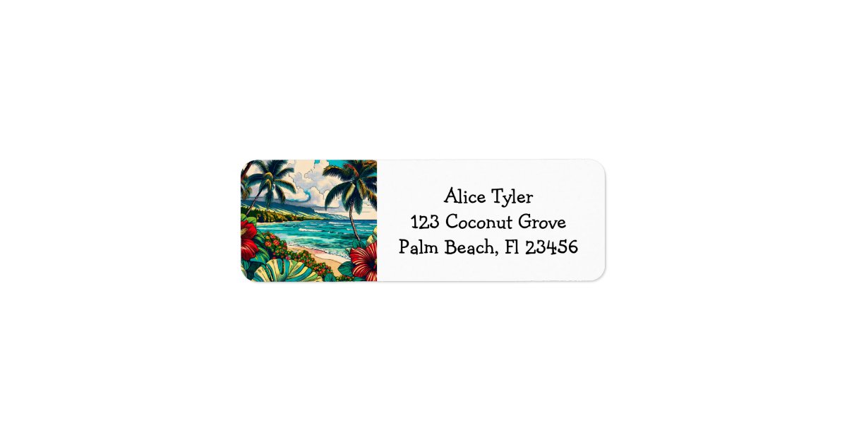 Pretty Hawaiian Island themed Label | Zazzle