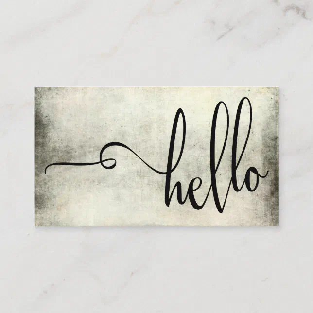 Pretty Hello Typography Over Yellow & Black Grunge Business Card | Zazzle