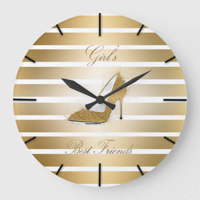 Pretty High heels shoe “Girls best Friends” Large Clock | Zazzle