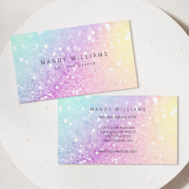 Pretty Holographic Glitter Girly Glamorous Business Card | Zazzle