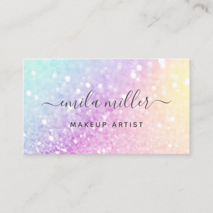 Pretty Holographic Glitter Girly Glamorous Business Card | Zazzle.com