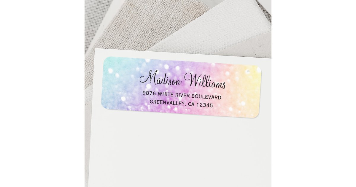 Pretty Holographic Glitter Girly Glamorous Label | Zazzle