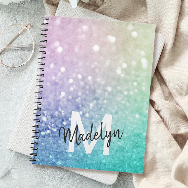Pretty Holographic Glitter Girly Glamorous Notebook | Zazzle