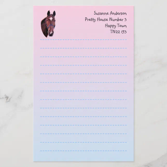 Pretty Horse Writing Paper | Zazzle
