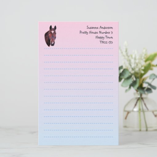 Pretty Horse Writing Paper | Zazzle