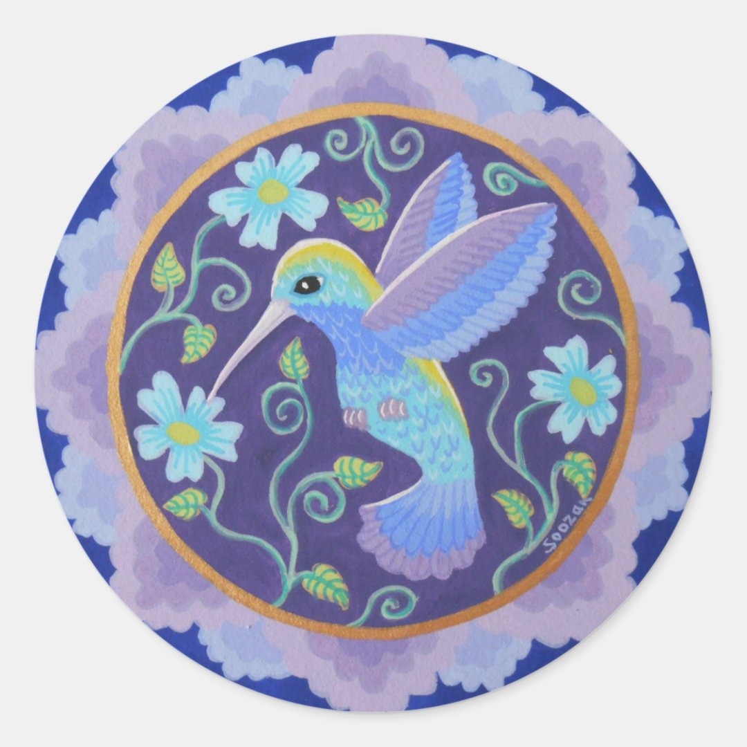 Pretty hummingbird mandala stickers | Zazzle