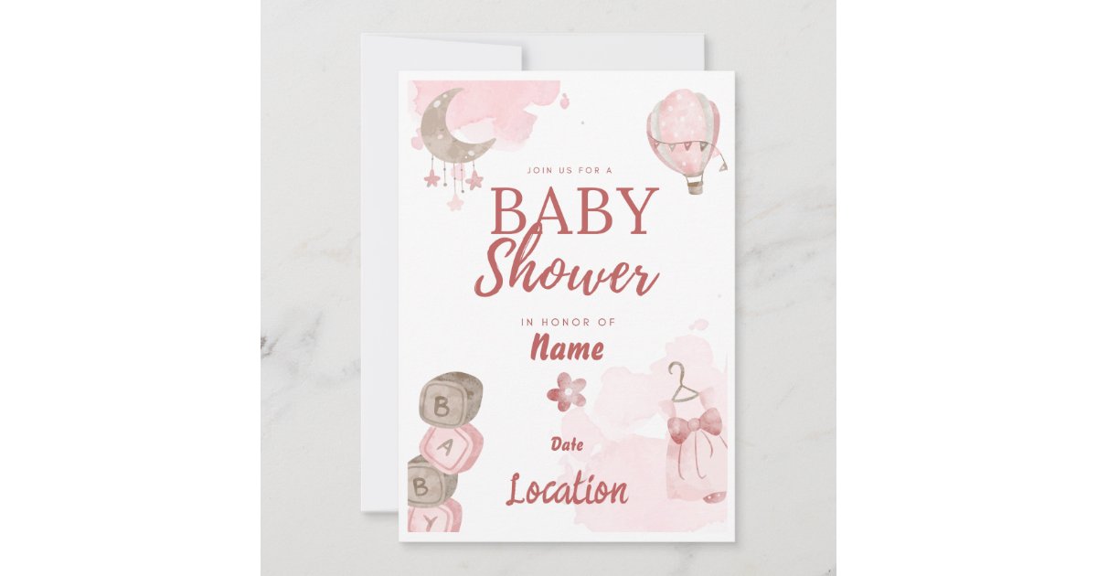 Pretty in Pink Baby Shower Invitation | Zazzle