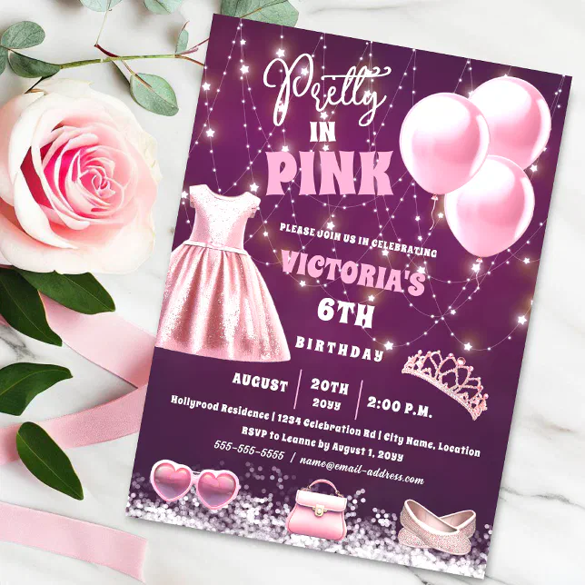 Pretty in Pink Birthday Party Invitation | Zazzle