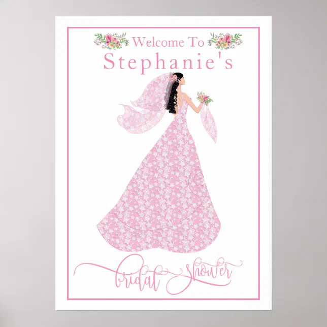 "Pretty In Pink" Bridal Shower Welcome Poster | Zazzle