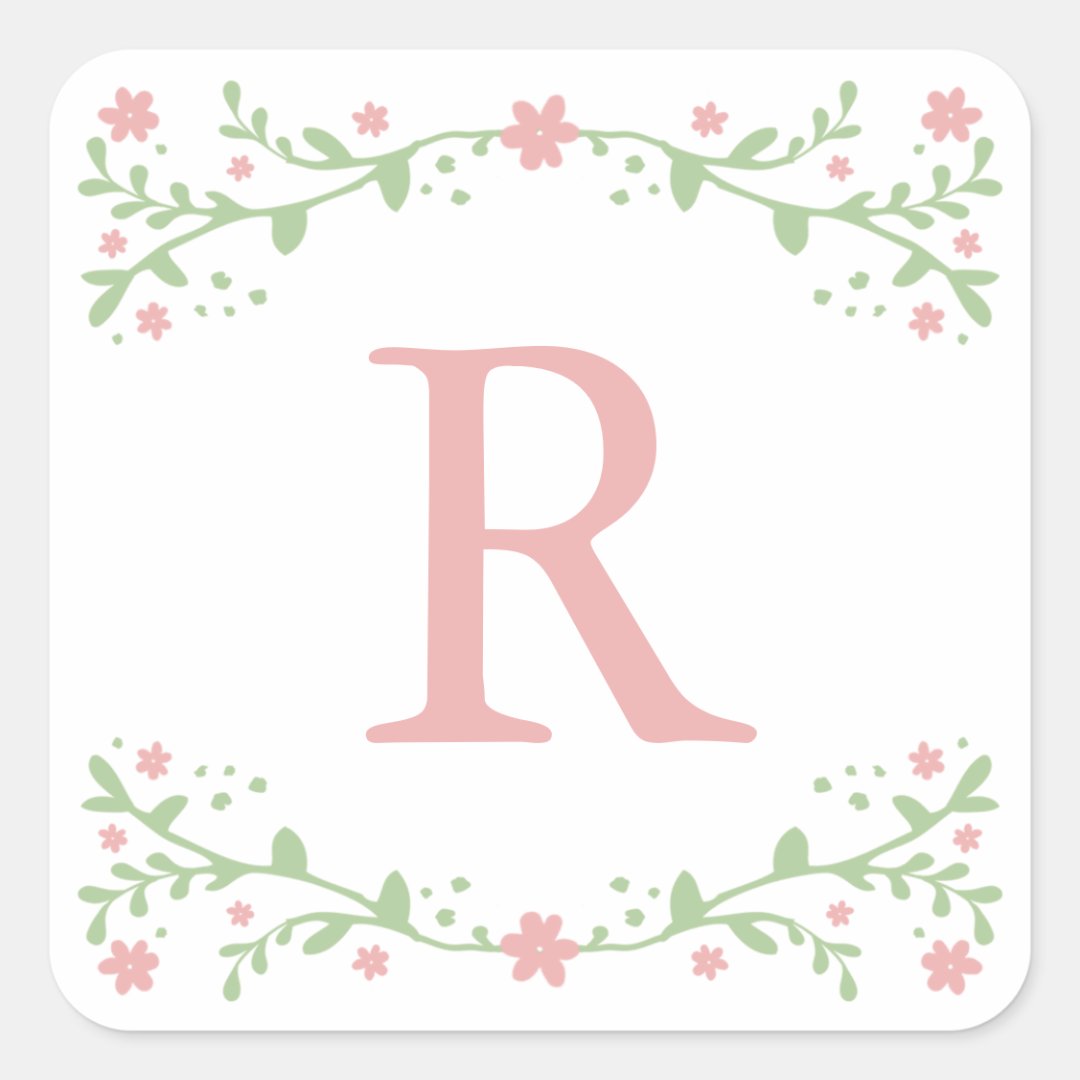 Pretty in Pink Floral Monogram Stickers | Zazzle