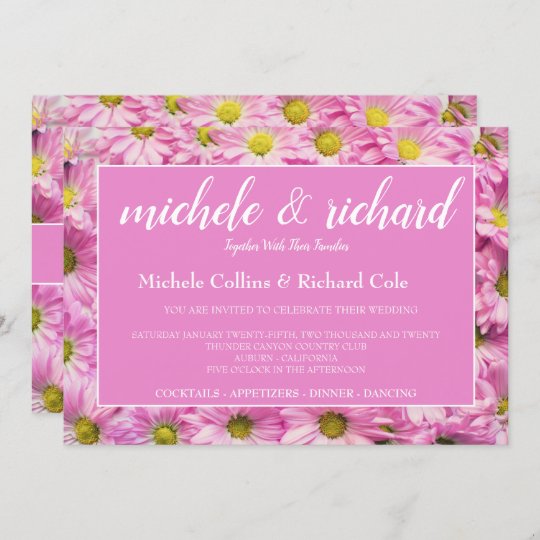 Pretty In Pink Flowers Wedding Invitation | Zazzle.com