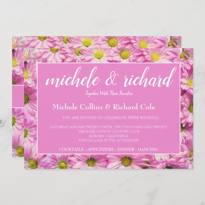 Pretty In Pink Flowers Wedding Invitation | Zazzle.com