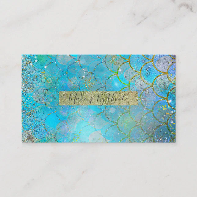 Pretty Iridescent Pearl Shimmer Mermaid Scales Business Card | Zazzle