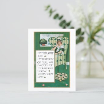 Pretty Irish Lassie w/St. Patrick's Day Greeting Holiday Postcard | Zazzle