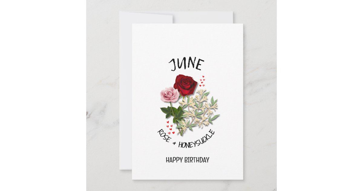 Pretty JUNE Birth Month Flower Birthday Card | Zazzle