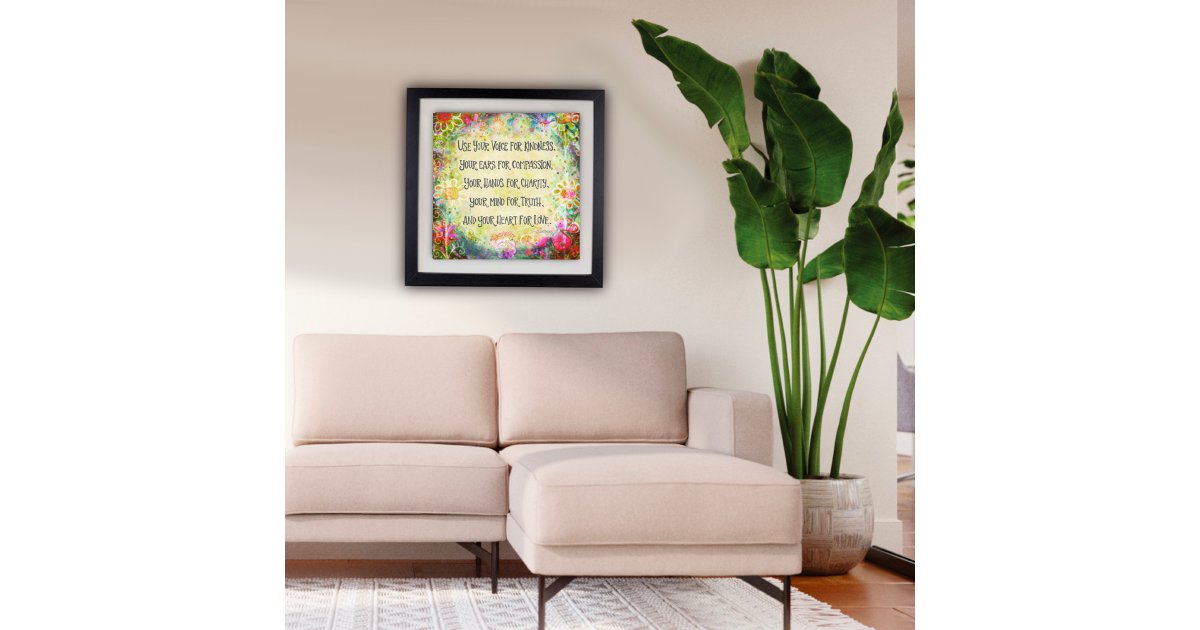 Pretty Kindness Quote Floral Inspirivity Poster | Zazzle