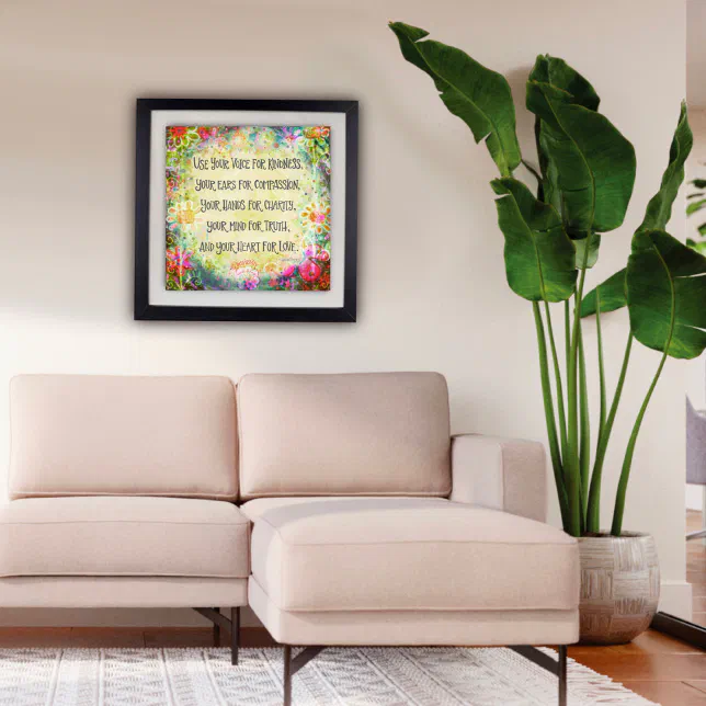 Pretty Kindness Quote Floral Inspirivity Poster | Zazzle