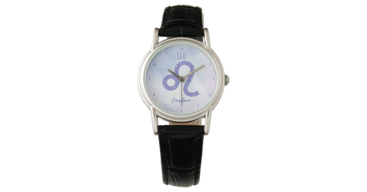 Pretty Leo Astrology Sign Personalized Purple Watch | Zazzle