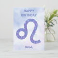 Pretty Leo Sign Personalized Purple Happy Birthday Card | Zazzle