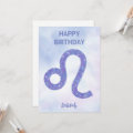 Pretty Leo Sign Personalized Purple Happy Birthday Card | Zazzle