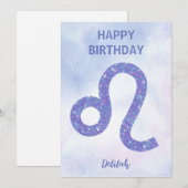 Pretty Leo Sign Personalized Purple Happy Birthday Card | Zazzle