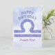 Pretty Libra Sign Custom Purple Happy Birthday Card | Zazzle