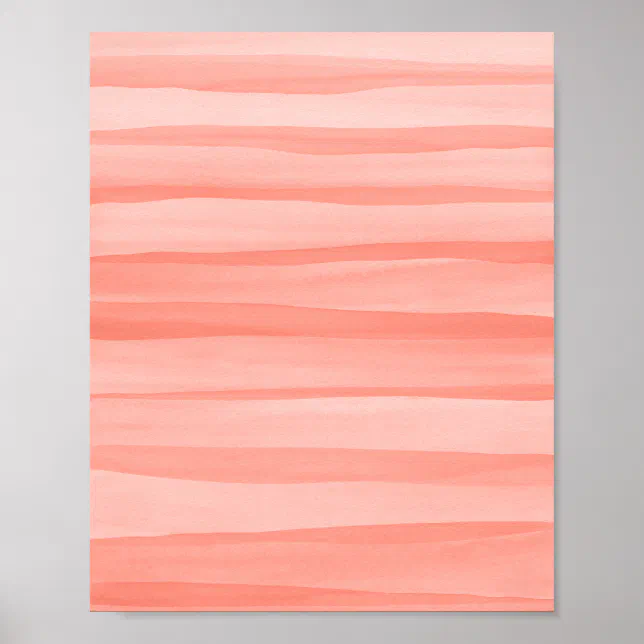 Pretty Light Peach Abstract Watercolor Lines Art Poster | Zazzle