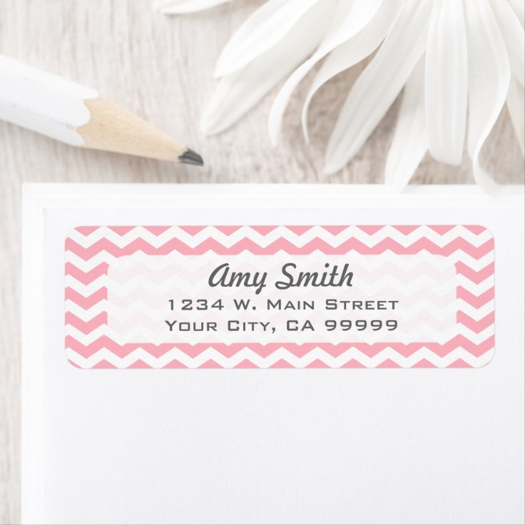 Pretty Light Pink Chevron Return Address Labels | Zazzle