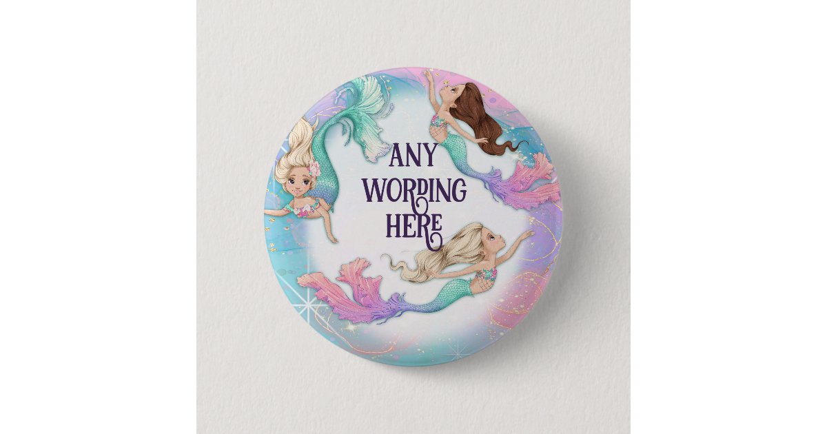 Pretty Little Mermaids Stickers Button | Zazzle