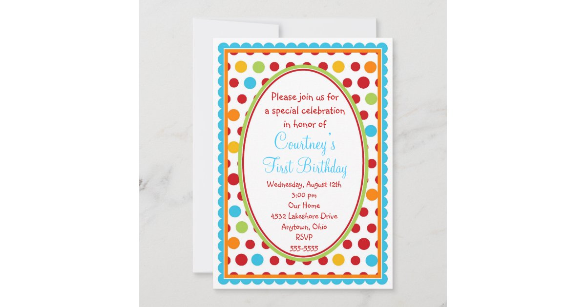 Pretty Little Polka Dots 1st Birthday Invitations | Zazzle