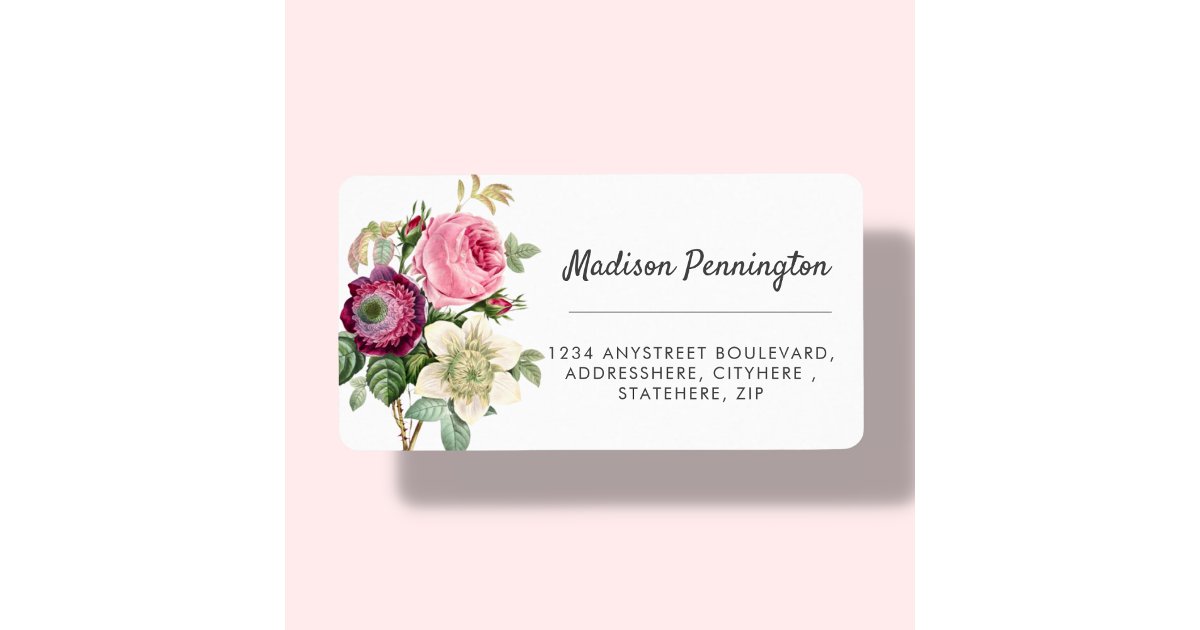 Pretty Magenta Flower Return Address Label | Zazzle
