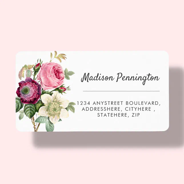 Pretty Magenta Flower Return Address Label | Zazzle