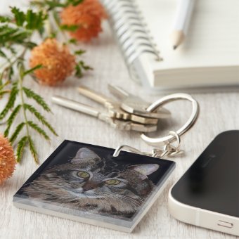 Pretty Maine Coon Kitty Cat Keychain | Zazzle