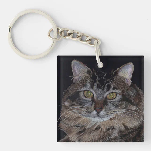 Pretty Maine Coon Kitty Cat Keychain | Zazzle