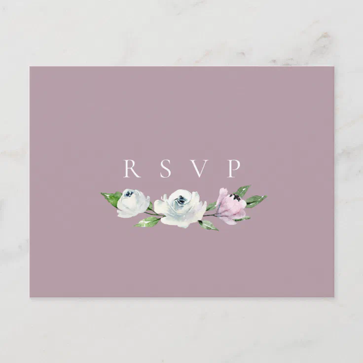 Pretty Mauve Floral Wedding RSVP Song Request Invitation Postcard | Zazzle