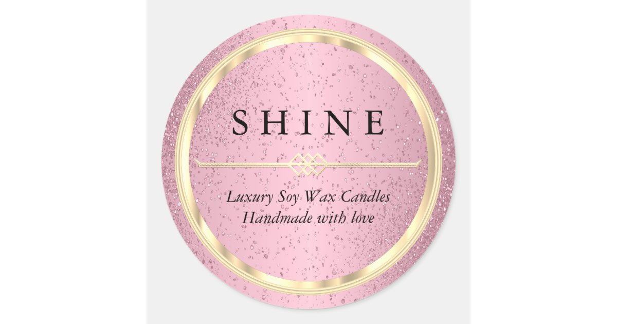 Pretty Metallic Gold and Pink Glitter Labels | Zazzle