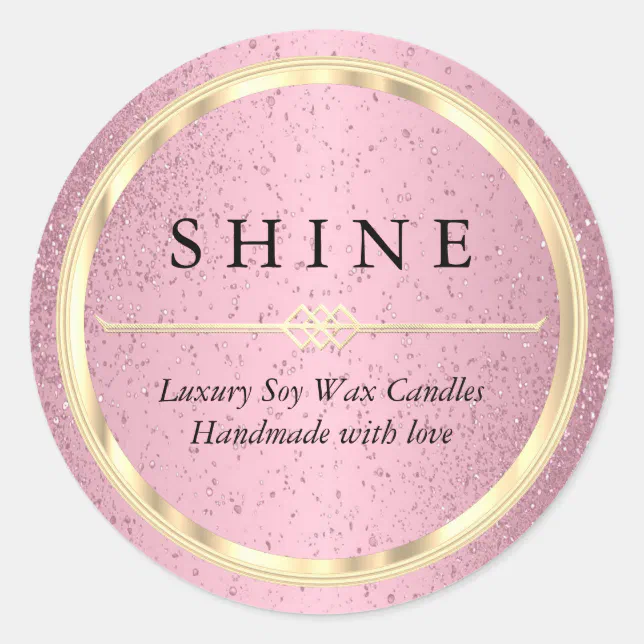 Pretty Metallic Gold and Pink Glitter Labels | Zazzle