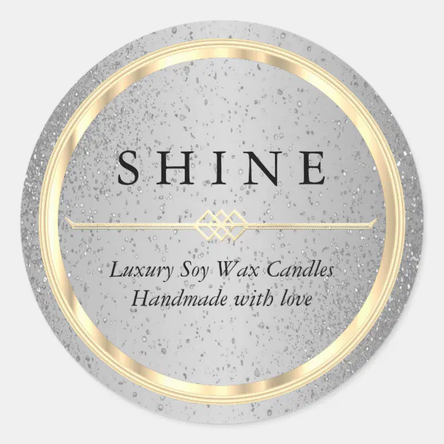 Pretty Metallic Gold and Silver Glitter Classic Round Sticker | Zazzle