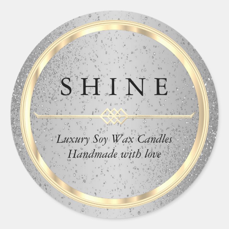 Pretty Metallic Gold and Silver Glitter Classic Round Sticker | Zazzle
