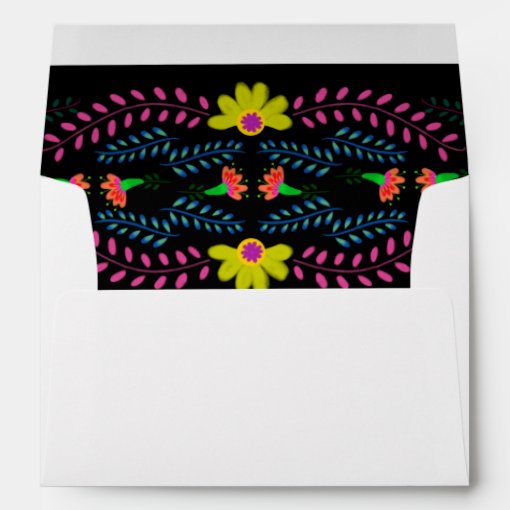 Pretty Mexican Fiesta Flowers Return Address Envelope | Zazzle