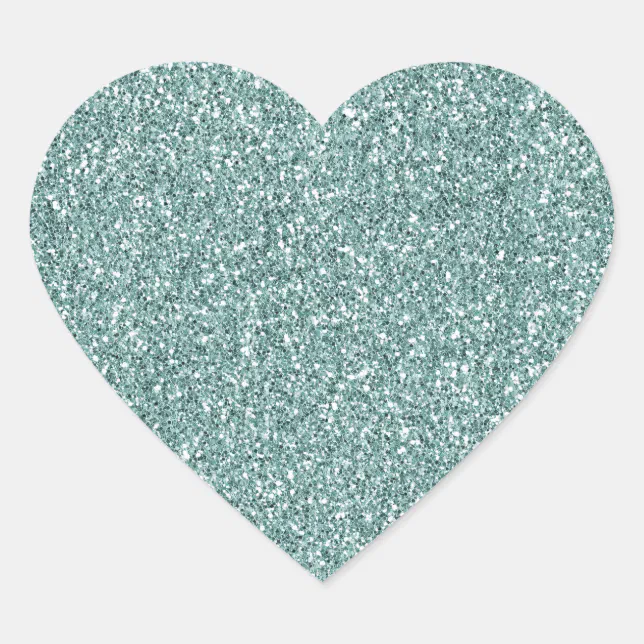 Pretty Mint Glitzy Glam Sparkle Glitter Heart Sticker | Zazzle
