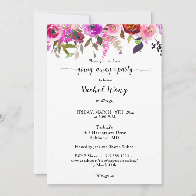 Pretty Mixed Floral Moving Going Away Party Photo Invitation | Zazzle