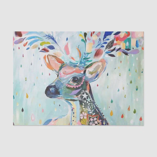 Pretty Modern Deer Art Flower Antlers Tissue Paper | Zazzle