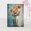 Pretty Modern Flowers and Vase Happy Birthday Card | Zazzle